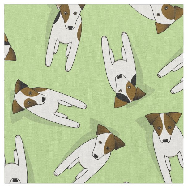 Jack Russell Terrier Cartoon Fabric | Zazzle.com