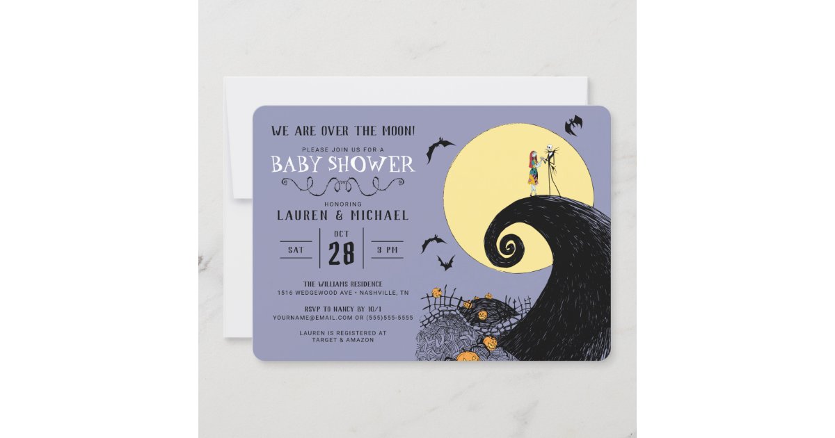 Jack & Sally | Over the Moon Baby Shower Invitation | Zazzle