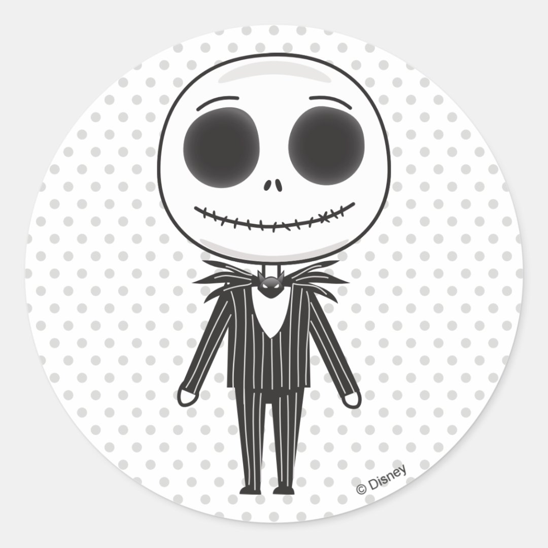 Jack Skellington Emoji Classic Round Sticker | Zazzle