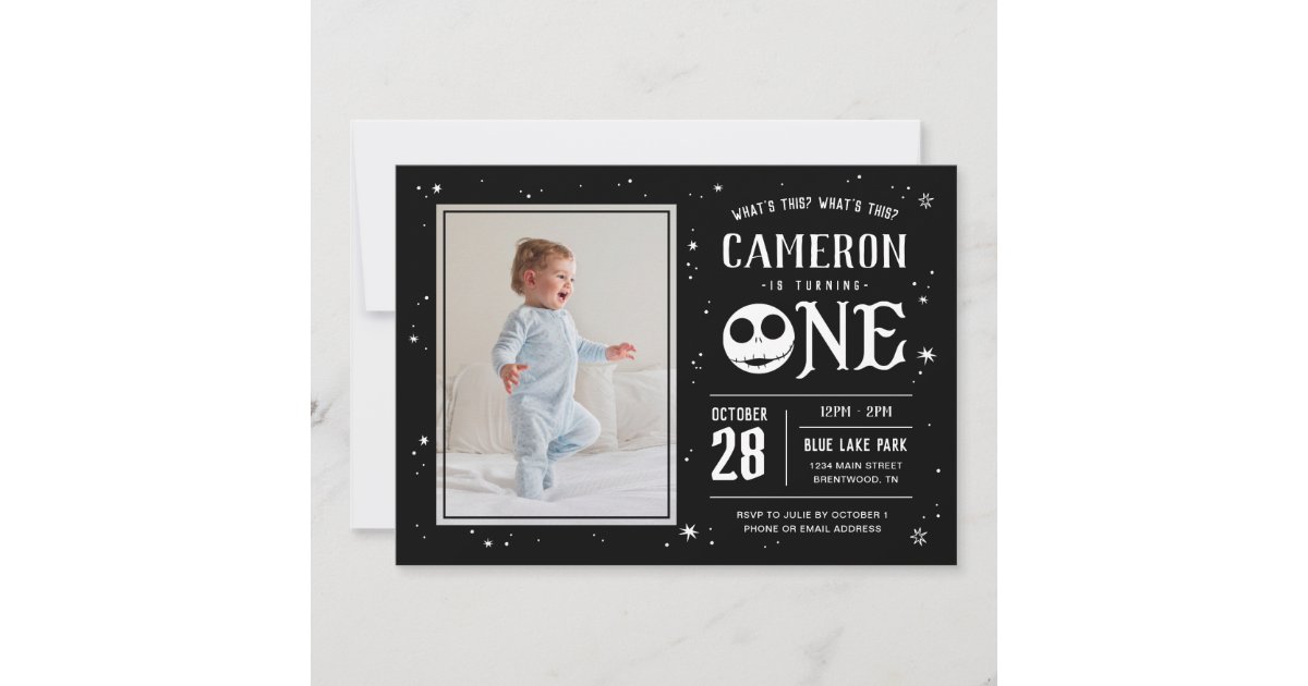Jack Skellington First Birthday - ONE Photo Invitation | Zazzle