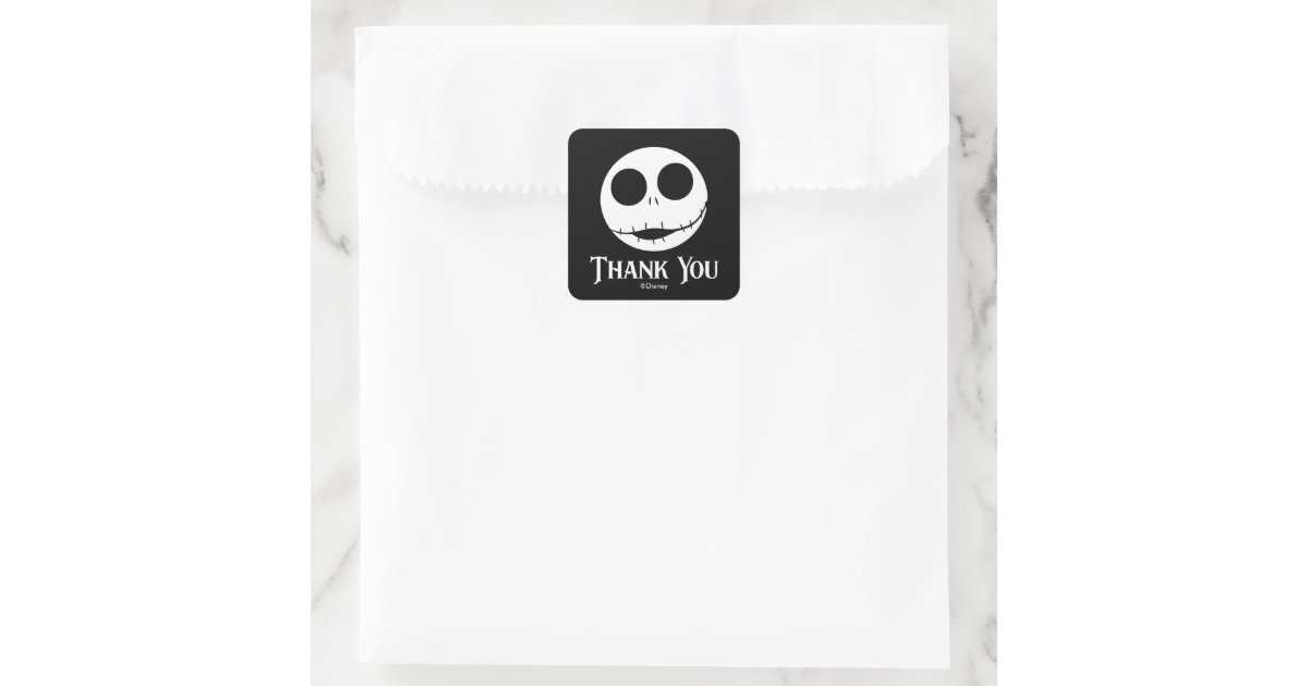Jack Skellington First Birthday - Thank You Square Sticker | Zazzle