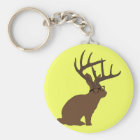 Jackalope on Dark Brown Wood Keychain | Zazzle.com