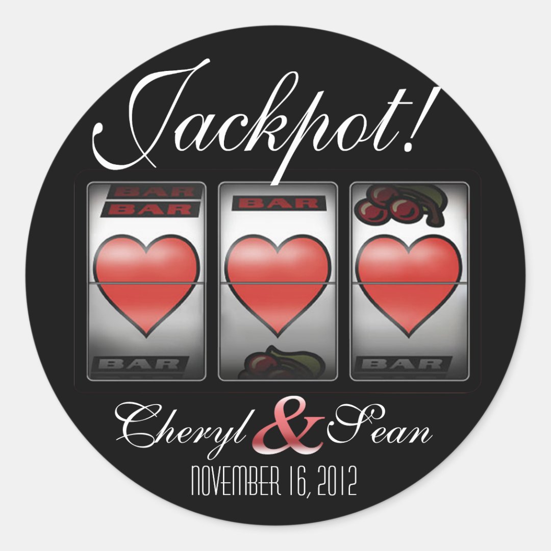 Jackpot Hearts We're Doing It In Vegas (Large) Classic Round Sticker ...