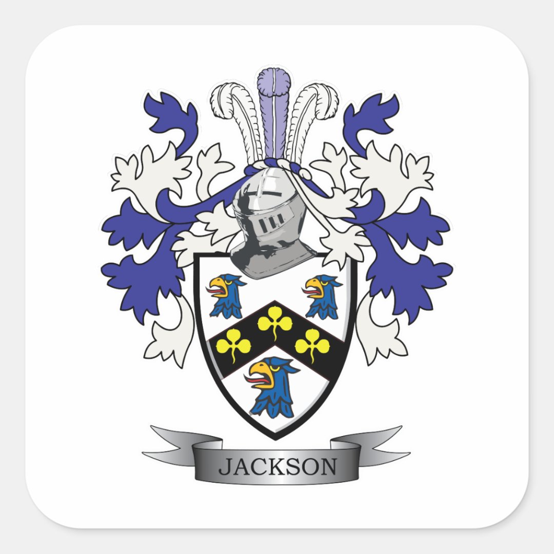 Jackson Coat of Arms Square Sticker | Zazzle