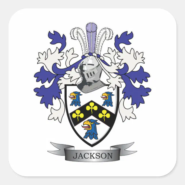 Jackson Coat of Arms Square Sticker | Zazzle