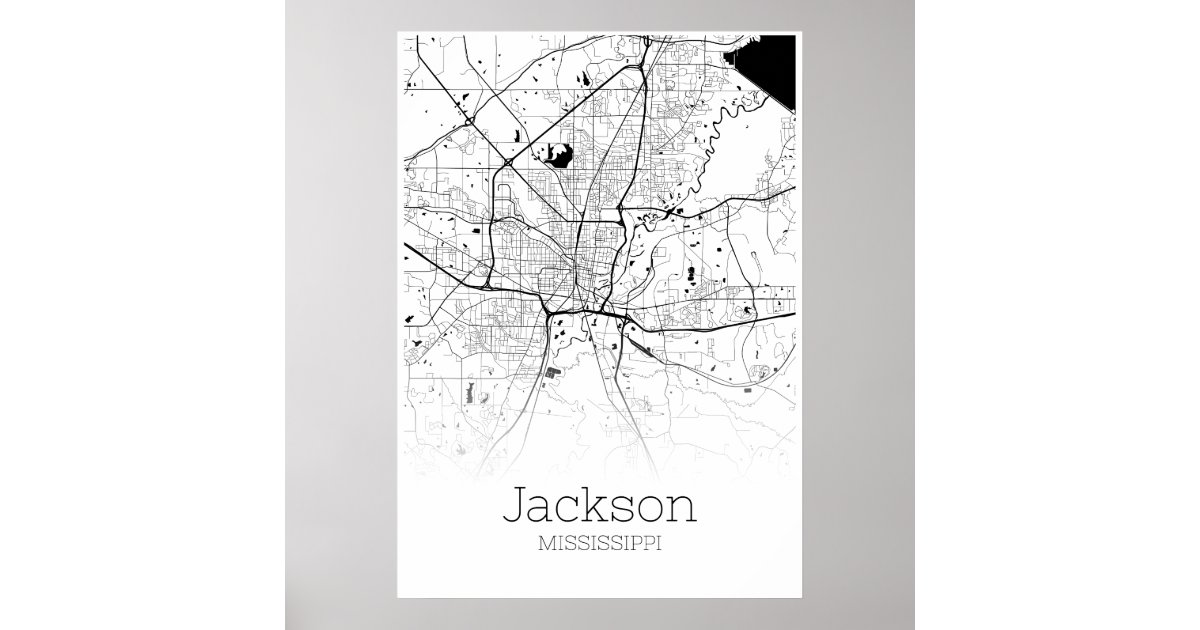 Jackson Map - Mississippi - City Map Poster | Zazzle.com