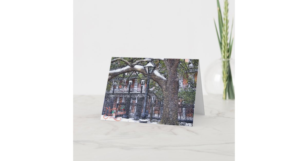 Jackson Square Snow Christmas Holiday Card | Zazzle