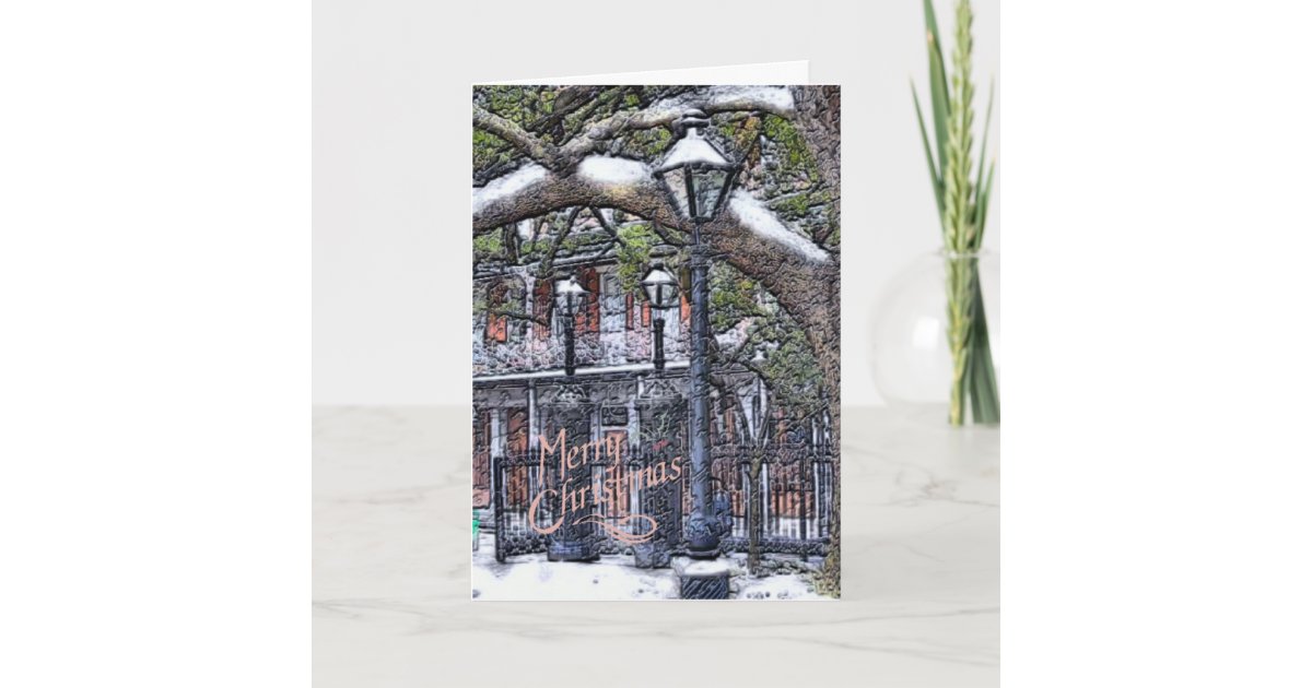 Jackson Square Snow Christmas Holiday Card | Zazzle
