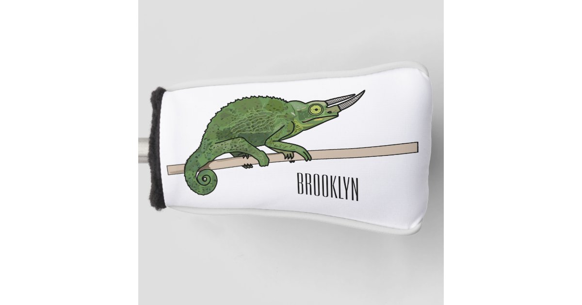 Jackson's chameleon cartoon illustration golf head cover | Zazzle