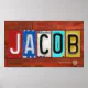 JACOB License Plate Lettering Name Sign Poster | Zazzle