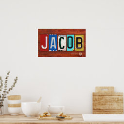 JACOB License Plate Lettering Name Sign Poster | Zazzle