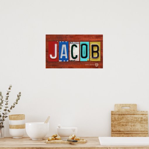JACOB License Plate Lettering Name Sign Poster | Zazzle