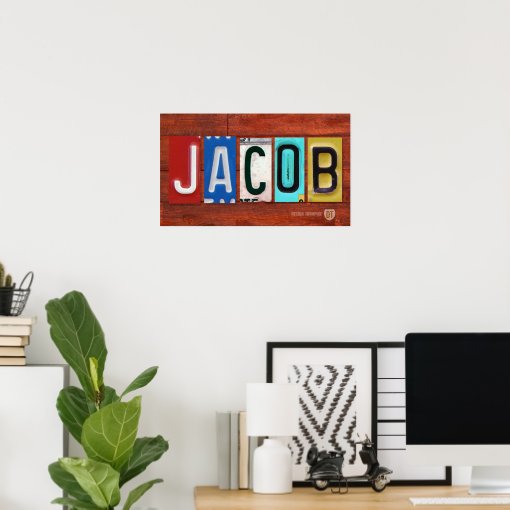JACOB License Plate Lettering Name Sign Poster | Zazzle