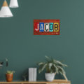 JACOB License Plate Lettering Name Sign Poster | Zazzle