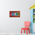 JACOB License Plate Lettering Name Sign Poster | Zazzle