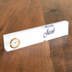 Jacob, Name, Logo, Desk Nameplate With Clock. | Zazzle