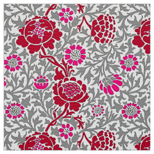 Jacobean Tile Design Bird Floral Soft Color Fabric | Zazzle