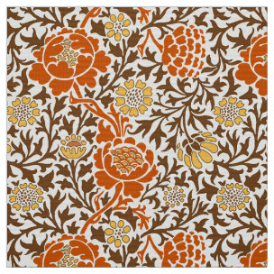 Jacobean Tile Design Bird Floral Soft Color Fabric | Zazzle.com