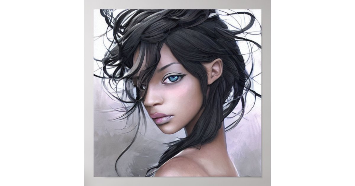 Jada African Girl Wall Art Poster | Zazzle