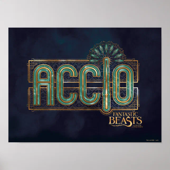 Jade Art Deco ACCIO™ Spell Graphic Poster | Zazzle