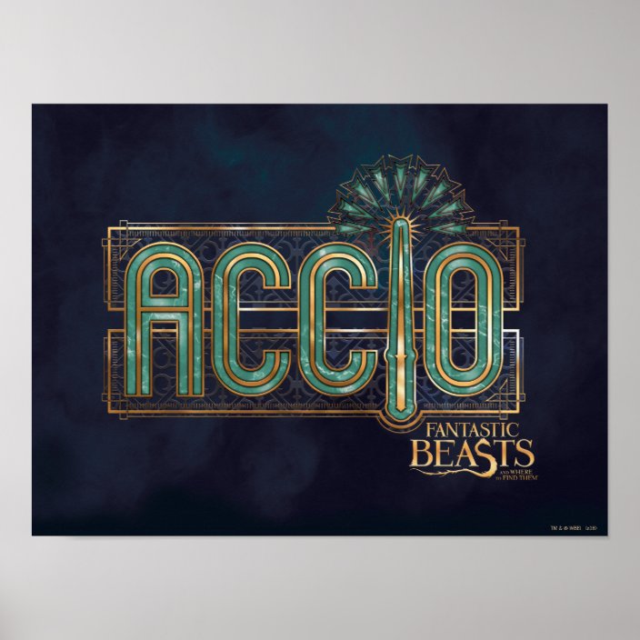 Jade Art Deco ACCIO™ Spell Graphic Poster | Zazzle.com