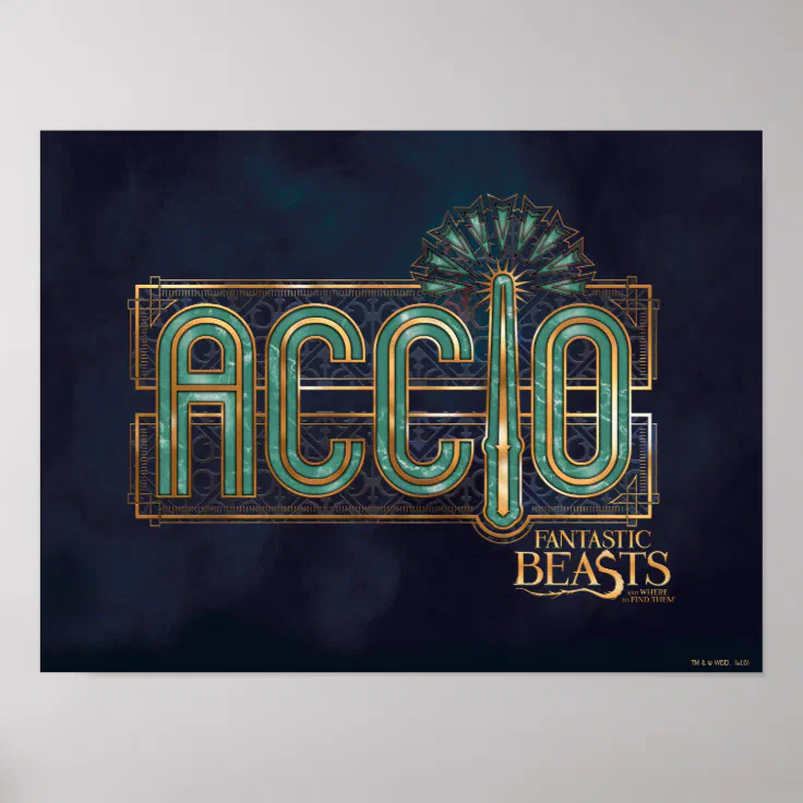 Jade Art Deco ACCIO™ Spell Graphic Poster | Zazzle