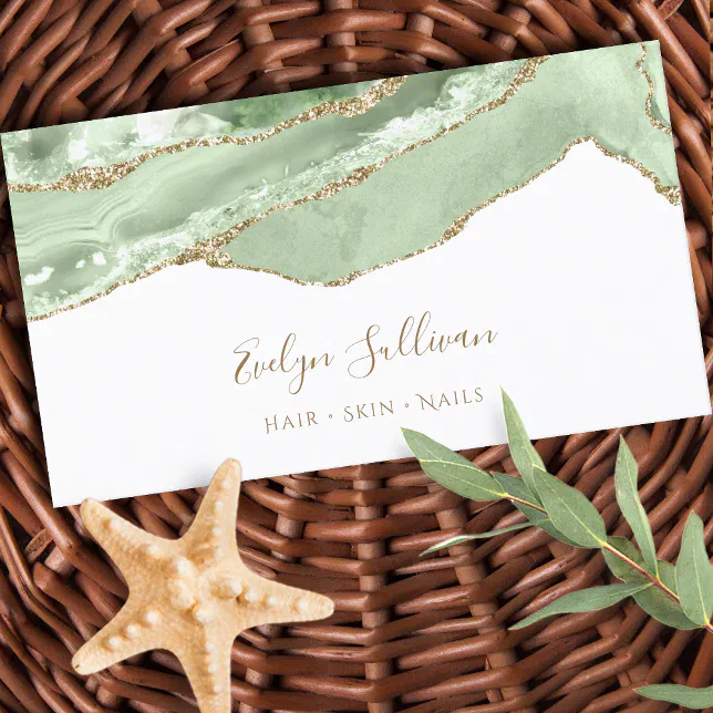 jade green agate business card | Zazzle