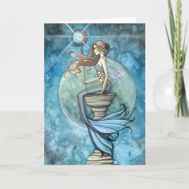 Jade Moon Mermaid Greeting Card by Molly Harrison | Zazzle