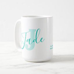 Jade name meaning monogram J green teal text Coffee Mug | Zazzle