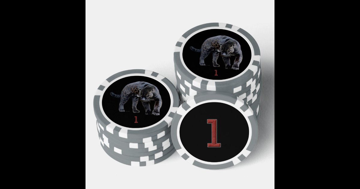 Jaguar Diablo black gray 1 striped poker chip | Zazzle