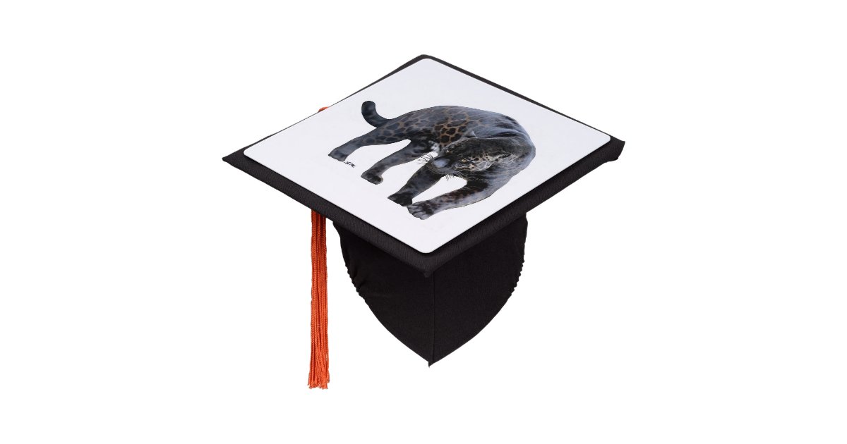 Jaguar Diablo white graduation cap | Zazzle