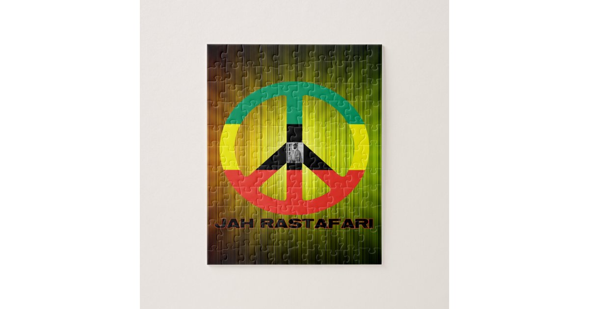 Jah Rastafari Peace Sign Selassie I Jigsaw Puzzle | Zazzle