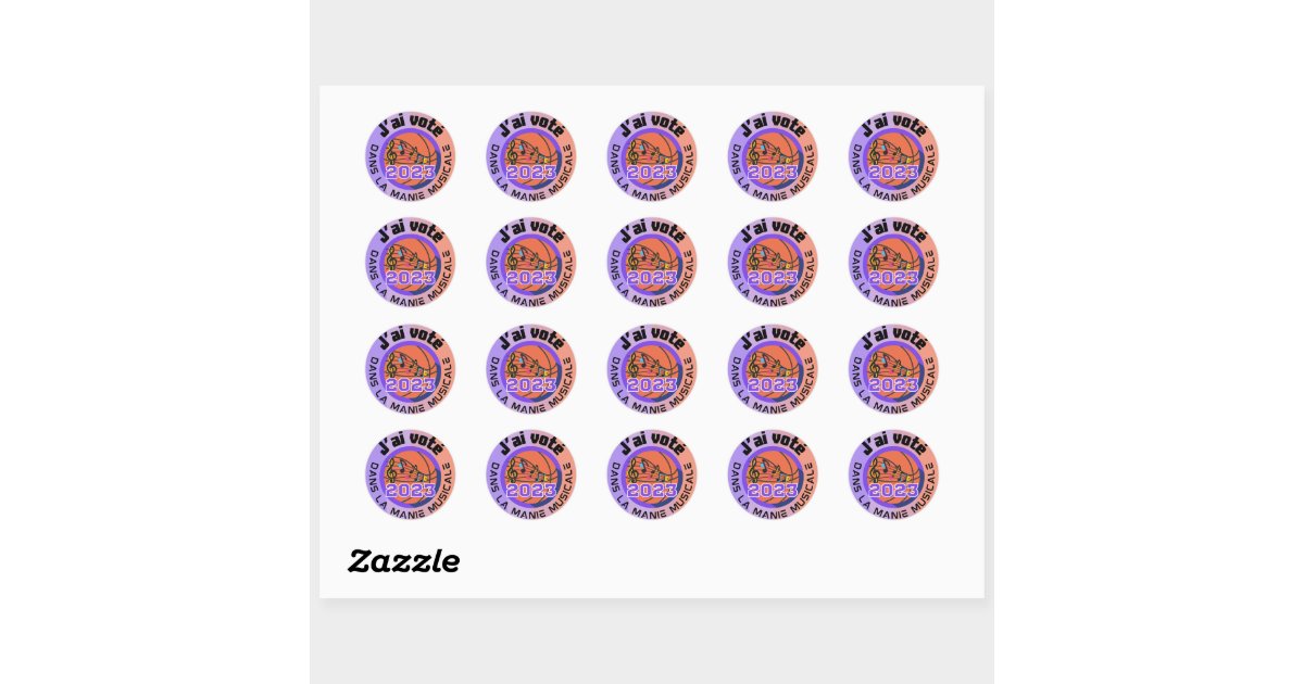 J'ai voté 2023 Manie Musicale Officiel Classic Round Sticker | Zazzle