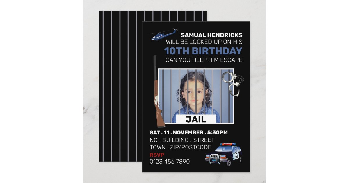 Jail Themed Escape Room, Birthday Party Invitation | Zazzle