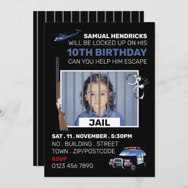 Jail Themed Escape Room, Birthday Party Invitation | Zazzle