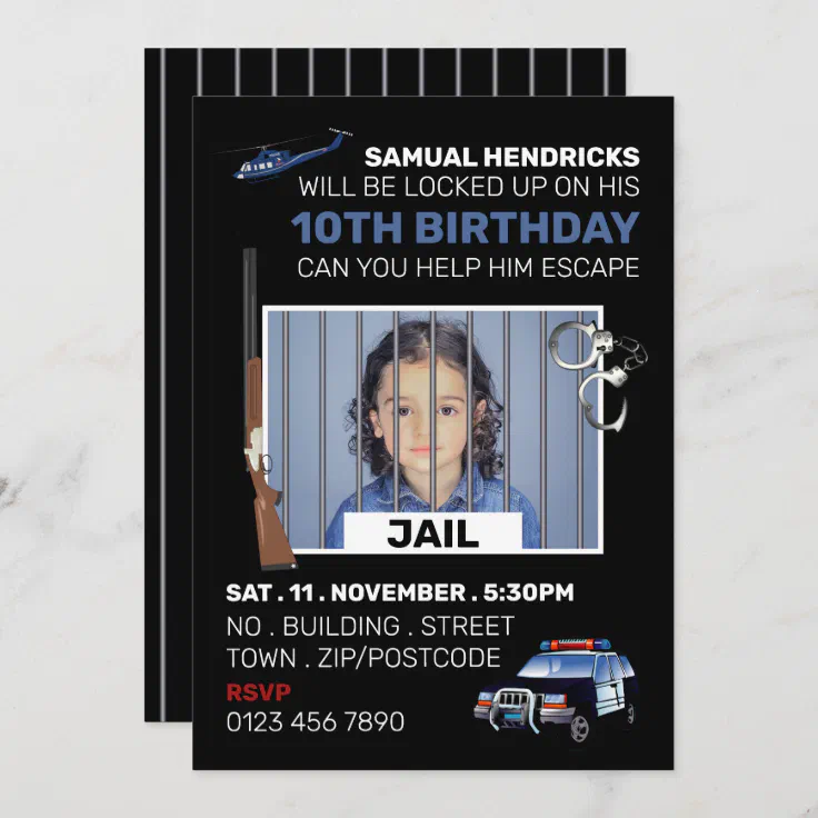 Jail Themed Escape Room, Birthday Party Invitation | Zazzle