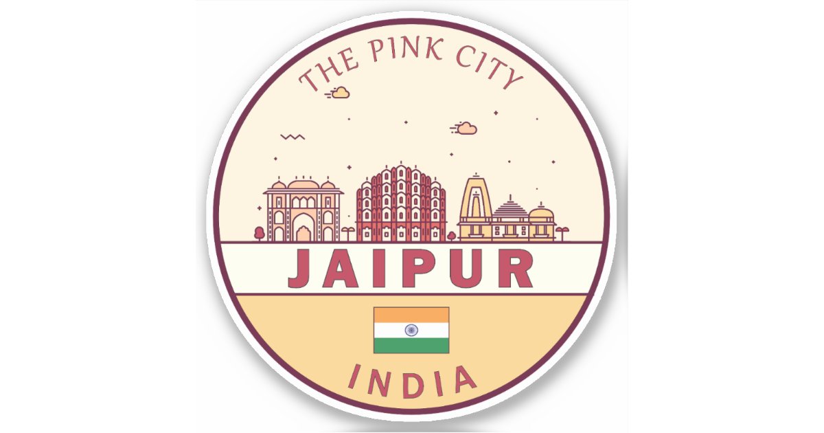 Jaipur India City Skyline Emblem Sticker | Zazzle