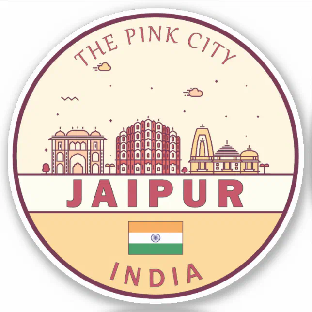 Jaipur India City Skyline Emblem Sticker | Zazzle
