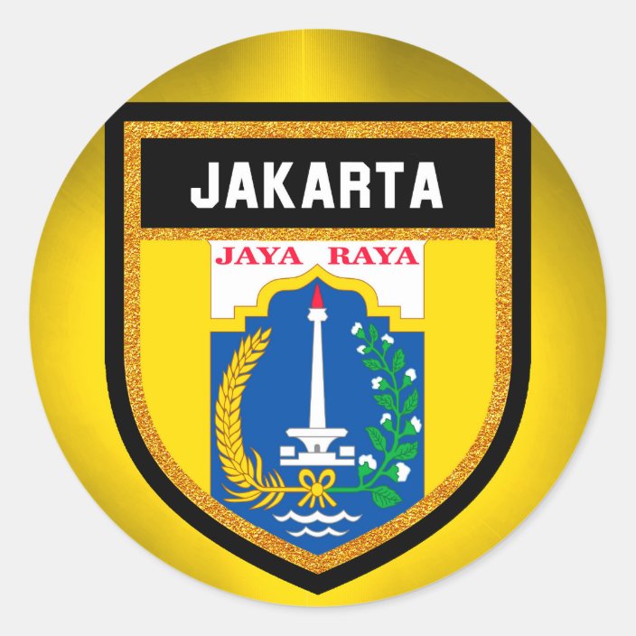 Jakarta Flag Classic Round Sticker | Zazzle.com