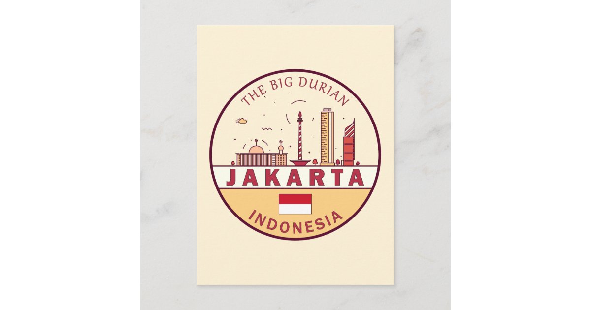 Jakarta Indonesia City Skyline Emblem Postcard | Zazzle