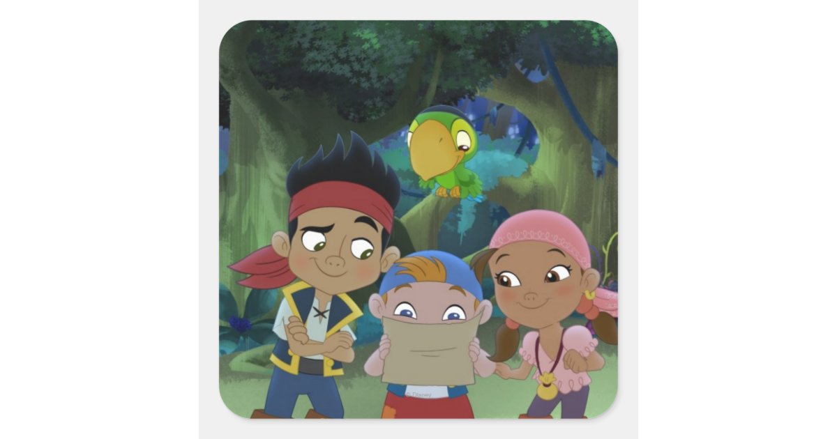 Jake and the Neverland Pirates | Treasure Map Square Sticker | Zazzle