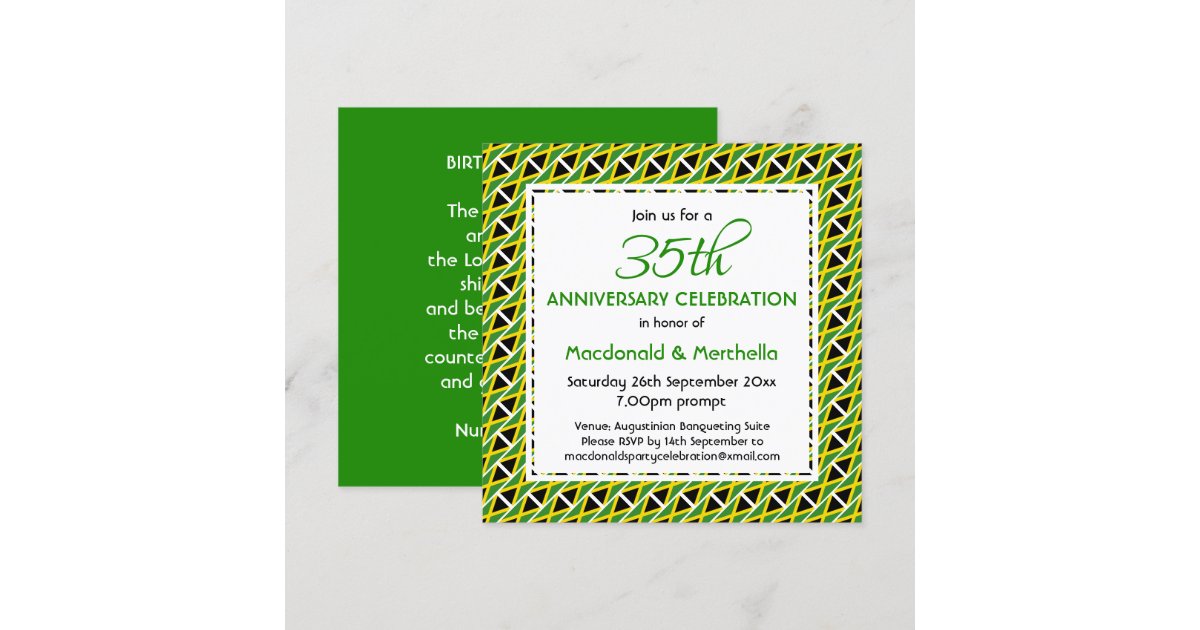 JAMAICA FLAG Customized Anniversary Celebration Invitation | Zazzle