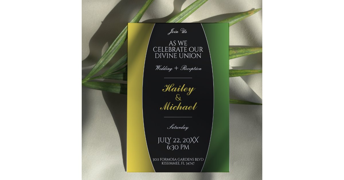 Jamaica Green & Gold Caribbean Elegant Wedding Invitation | Zazzle