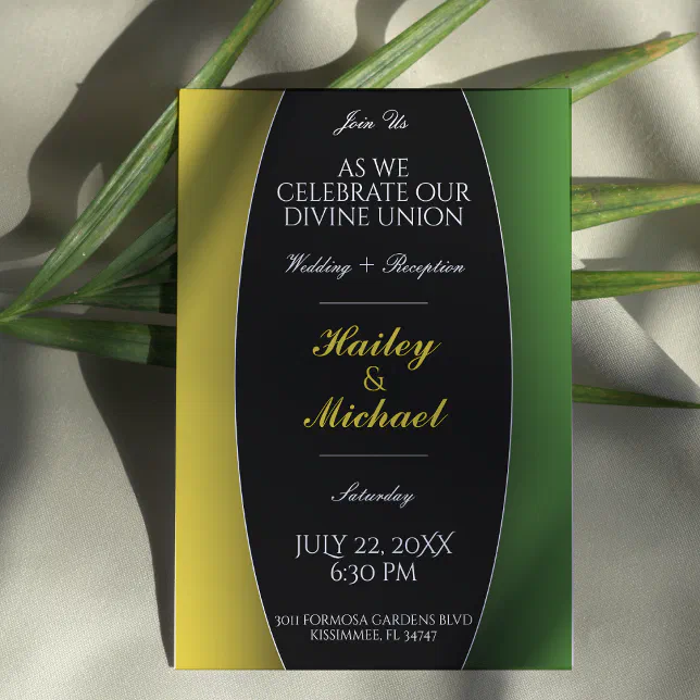 Jamaica Green & Gold Caribbean Elegant Wedding Invitation | Zazzle