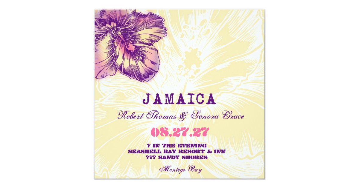 JAMAICA Hibiscus Destination Invitation | Zazzle.com