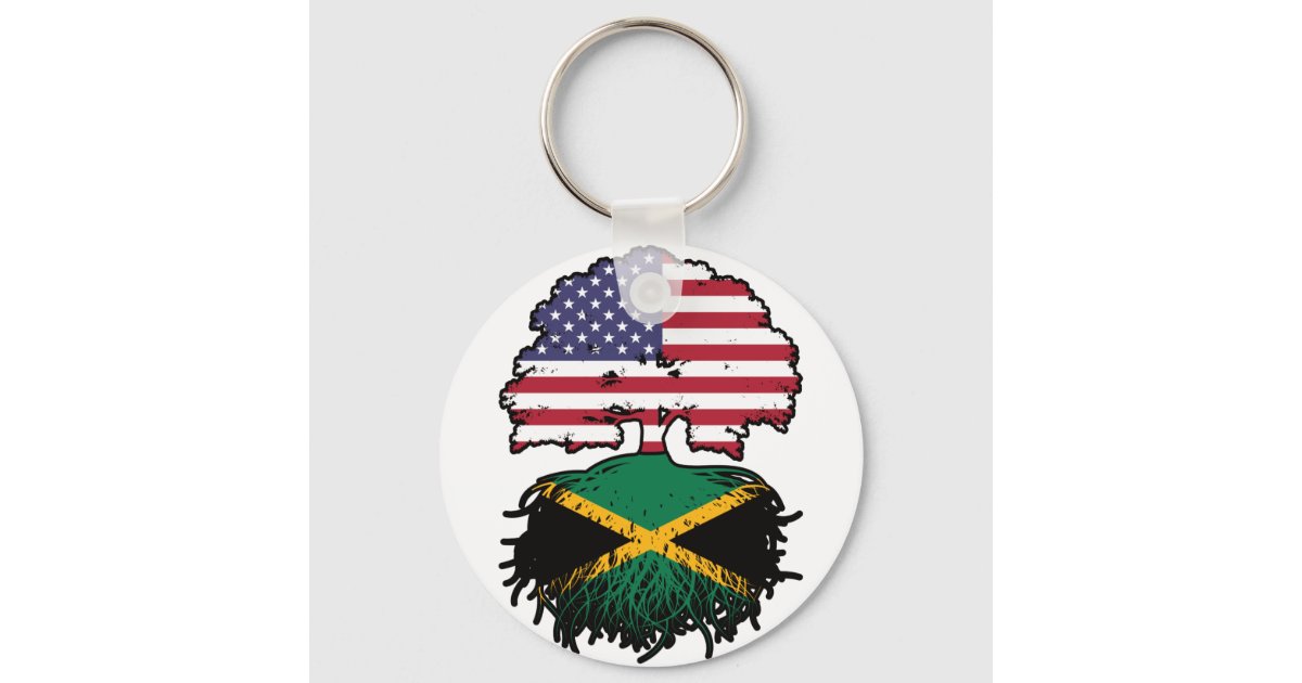 Jamaica Jamaican American USA Tree Roots Flag Keychain | Zazzle