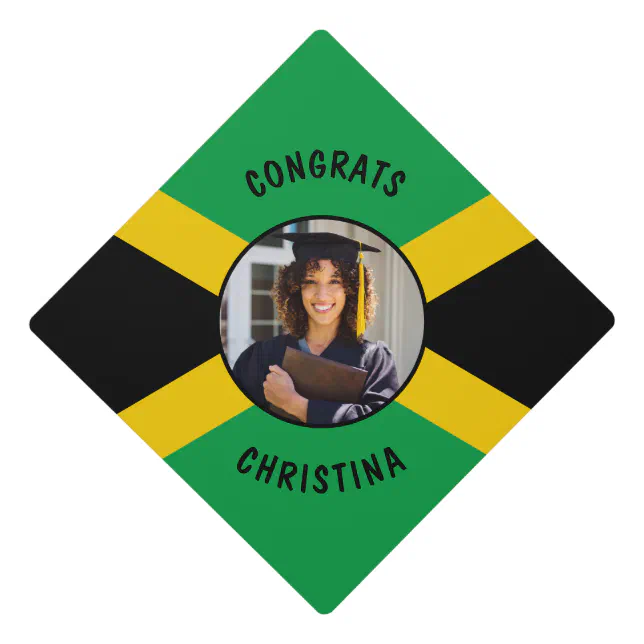 Jamaica Jamaican Flag Photo Grad Congratulations Graduation Cap Topper ...