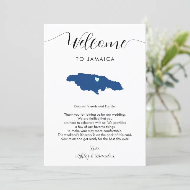 Jamaica Map Wedding Welcome Itinerary & Letter | Zazzle