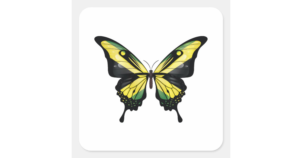 Jamaica Swallowtail Butterfly Flag Square Sticker | Zazzle