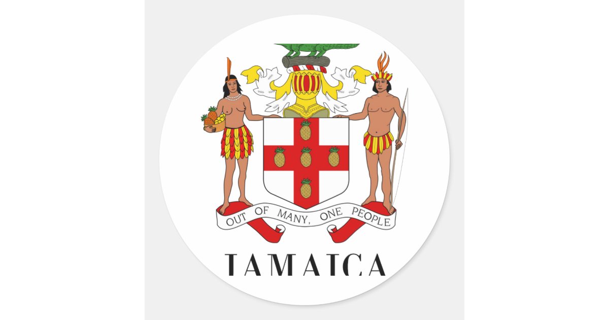 JAMAICA - symbol/coat of arms/flag/colors/emblem Classic Round Sticker ...
